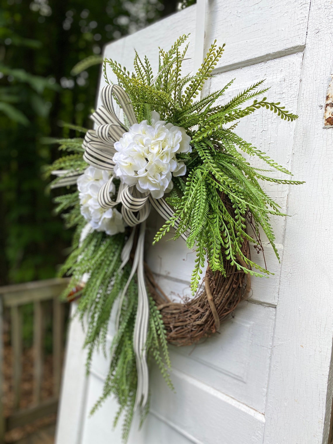 Bead Grass Hydrangea Wreath for Wedding, Shower Gift for Bride, Gift to ...