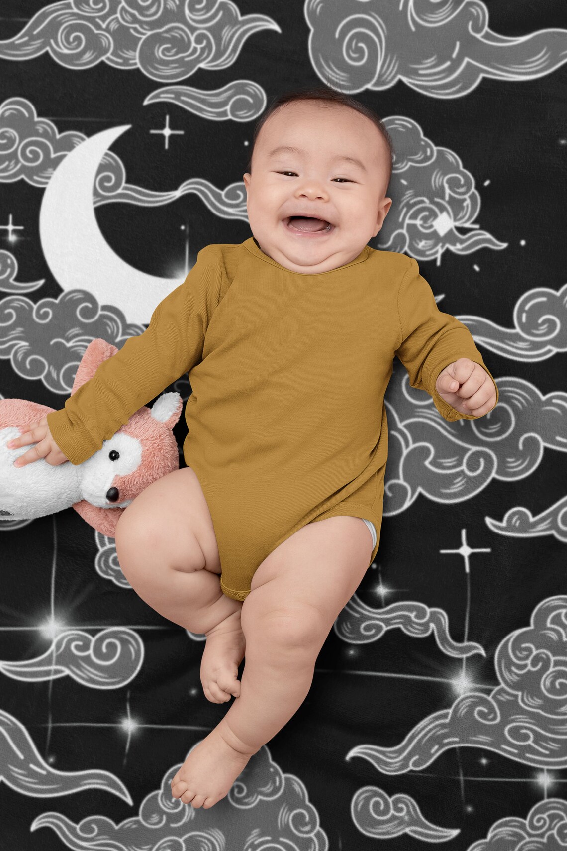 Gender Neutral Celestial Baby Blanket, Moon Stars Clouds Blanket ...