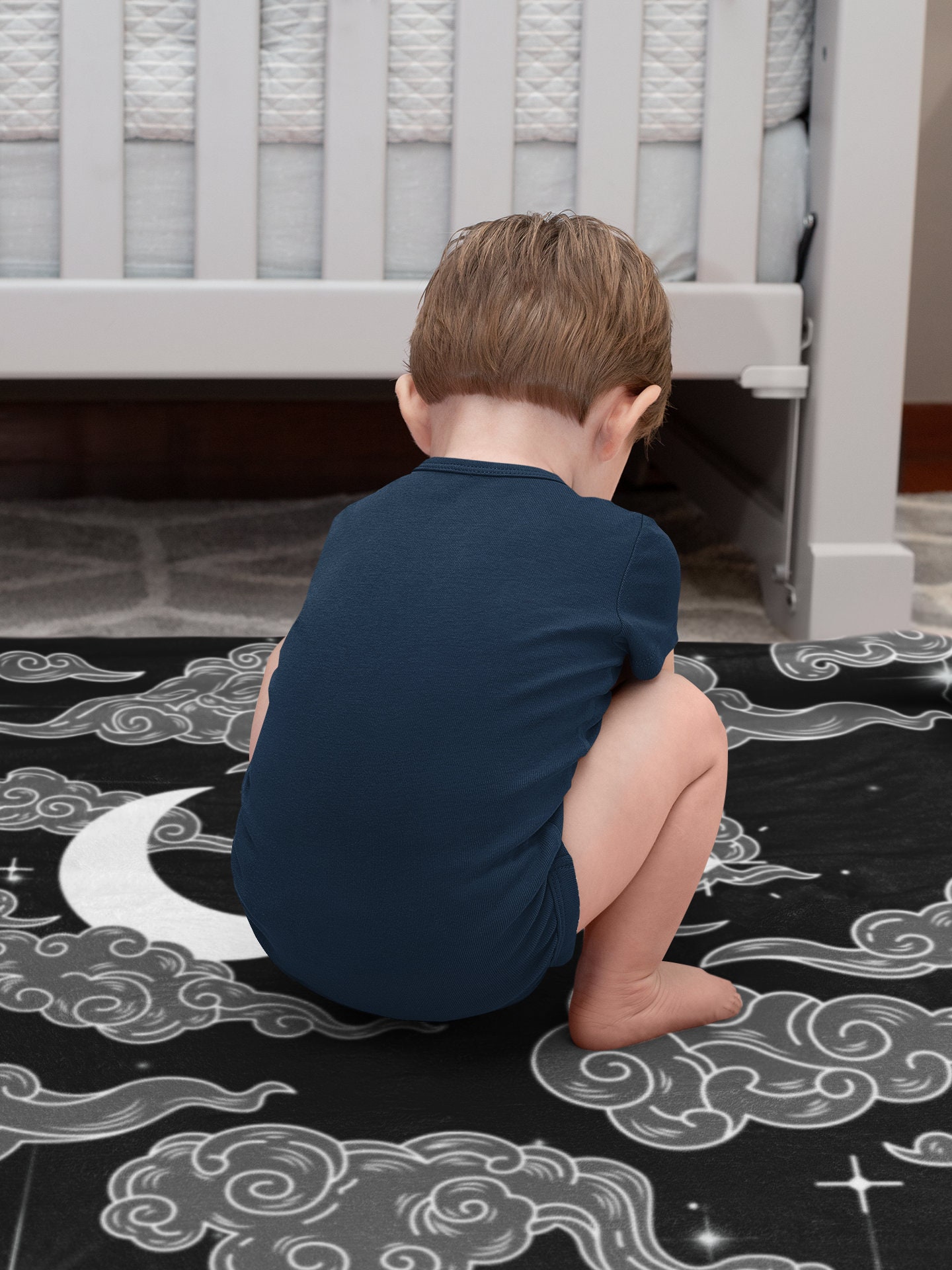 Gender Neutral Celestial Baby Blanket, Moon Stars Clouds Blanket ...