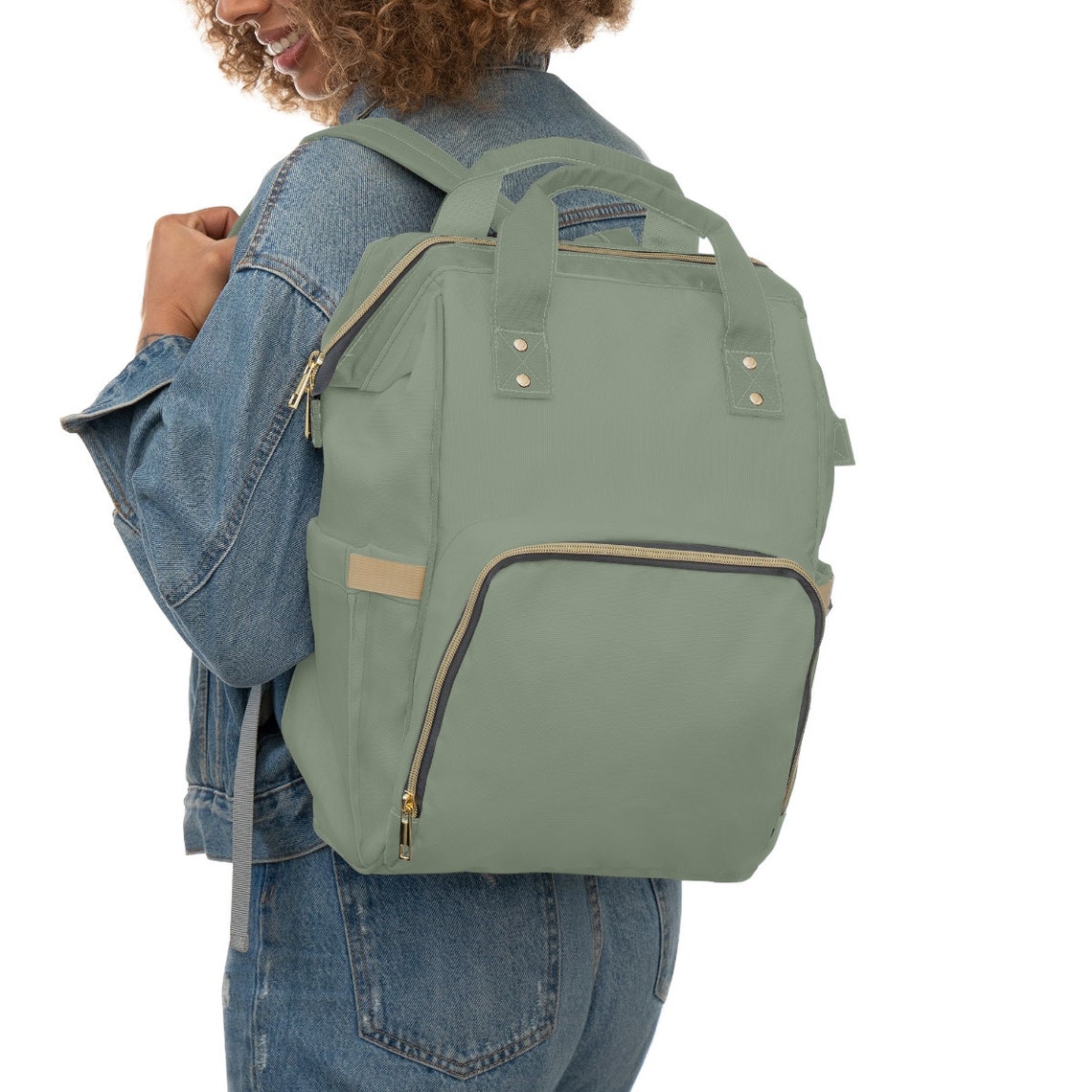 Sage Green Diaper Bag, Diaper Backpack, Minimal Diaper Bag, Unisex ...