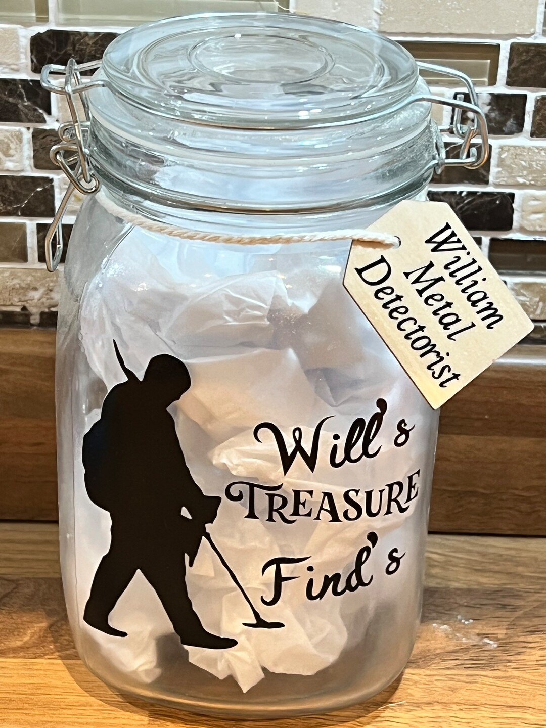 Personalised Metal Detector Treasure Finds Jar. Detector Gift, Storage ...
