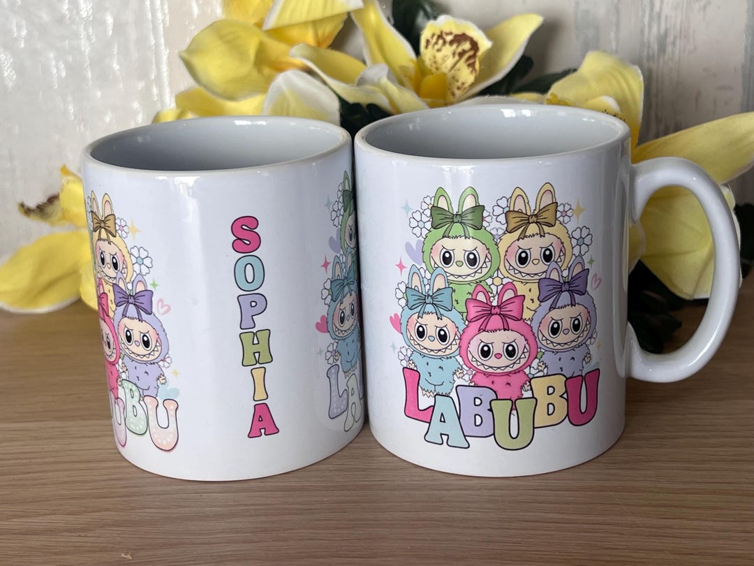 Labubu Inspired Mug. Labubu Cup Personalised With Name. Printed Both ...
