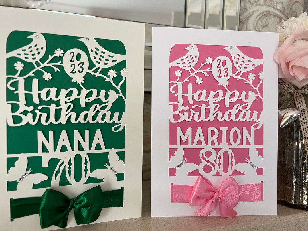 Personalised Birthday Card With Name and Age. Birds and Butterflys ...