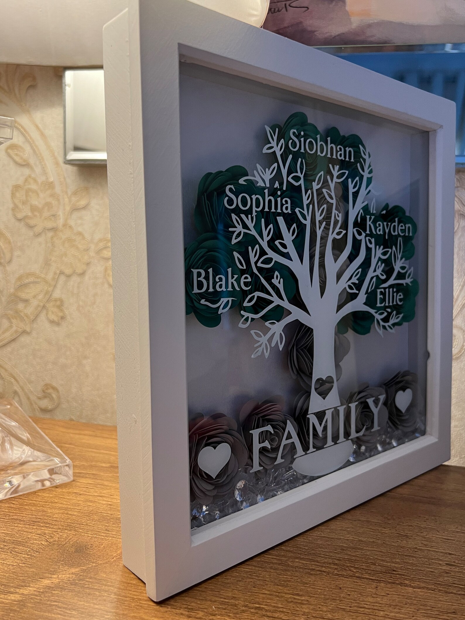 Custom Family Tree Shadowbox With Paper Handmade Roses. Option - Etsy