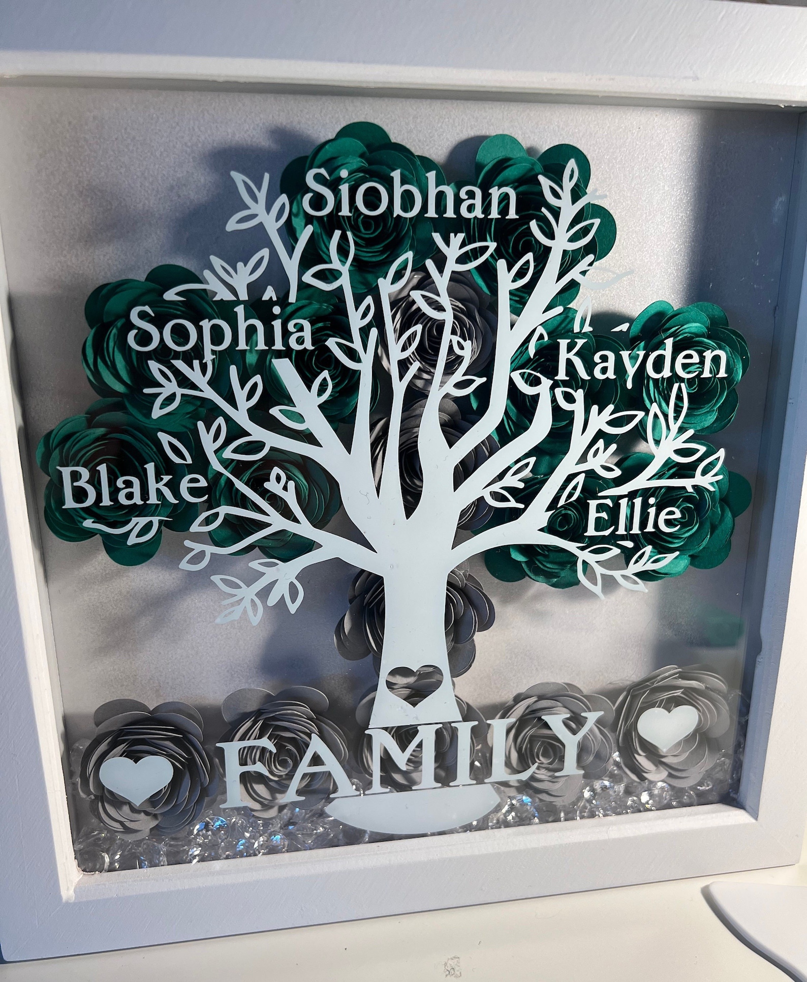 Custom Family Tree Shadowbox With Paper Handmade Roses. Option - Etsy