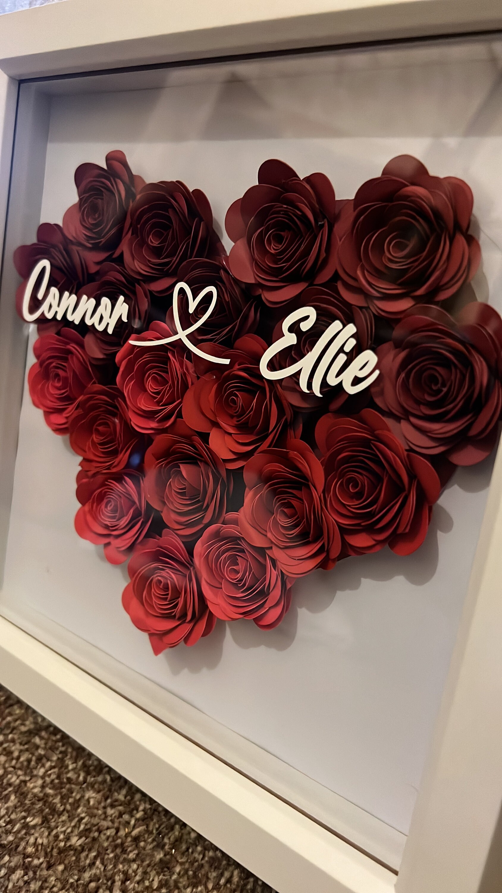 Shadow Box Heart 3D Rolled Paper Flowers Personalised - Etsy