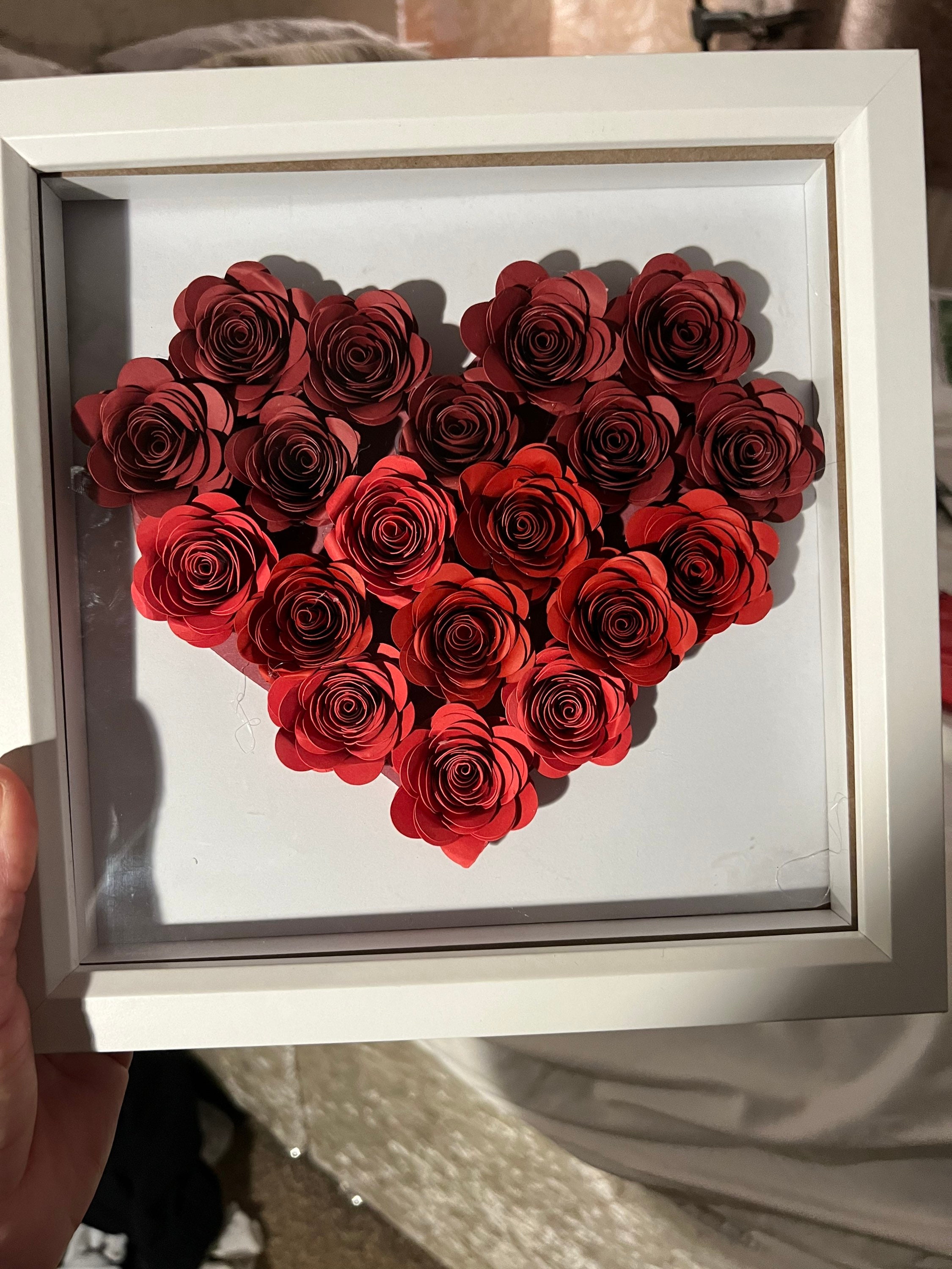 Shadow Box Heart 3D Rolled Paper Flowers Personalised - Etsy