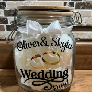 Personalised Wedding Fund Glass Jar Money Box . Savings Jar . Piggy ...