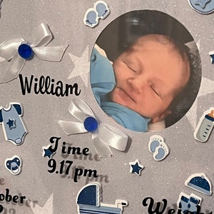 Personalised Baby Boys Birth Memory Box Frame With Photo. Christening ...