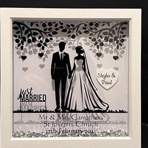 Mr and Mrs. Handmade Personalised Wedding Deep Box Frame With Heart ...