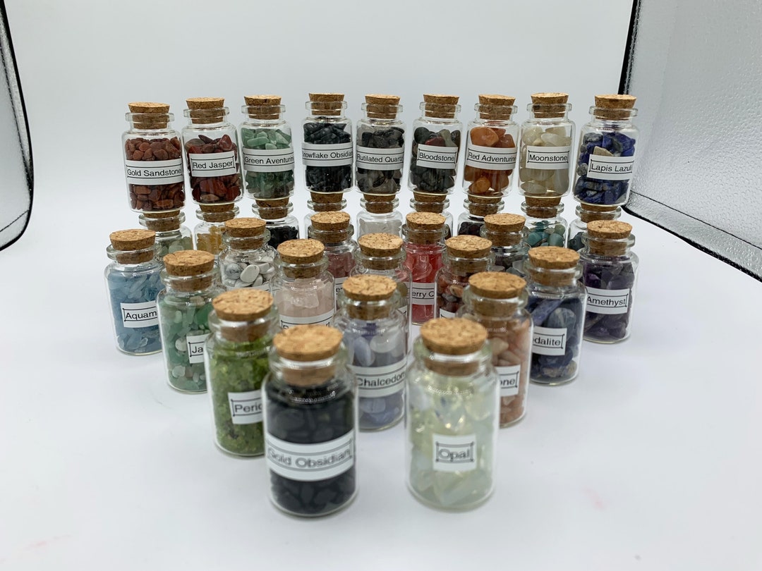 Crystal Chip Jars Set of 34 Witchcraft Supplies, Beginner Witch Kit ...