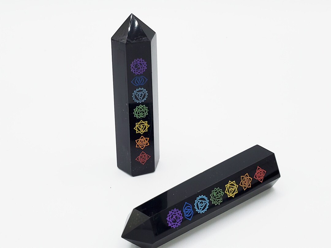 Obsidian Chakra Tower Healing Witchcraft Tower, Protection, Black ...