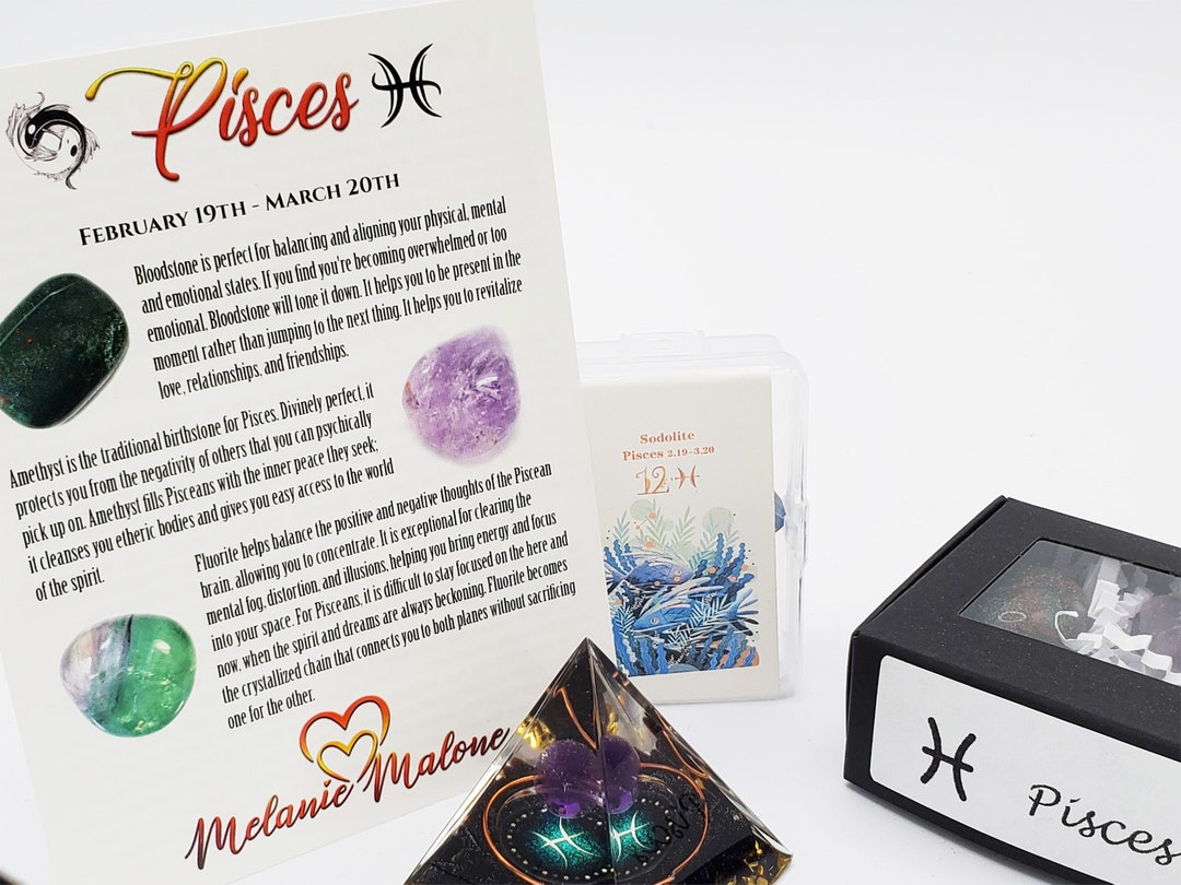 Pisces Crystal Gift Set Orgone Pyramid, Pisces Crystals, Sodalite Tower ...