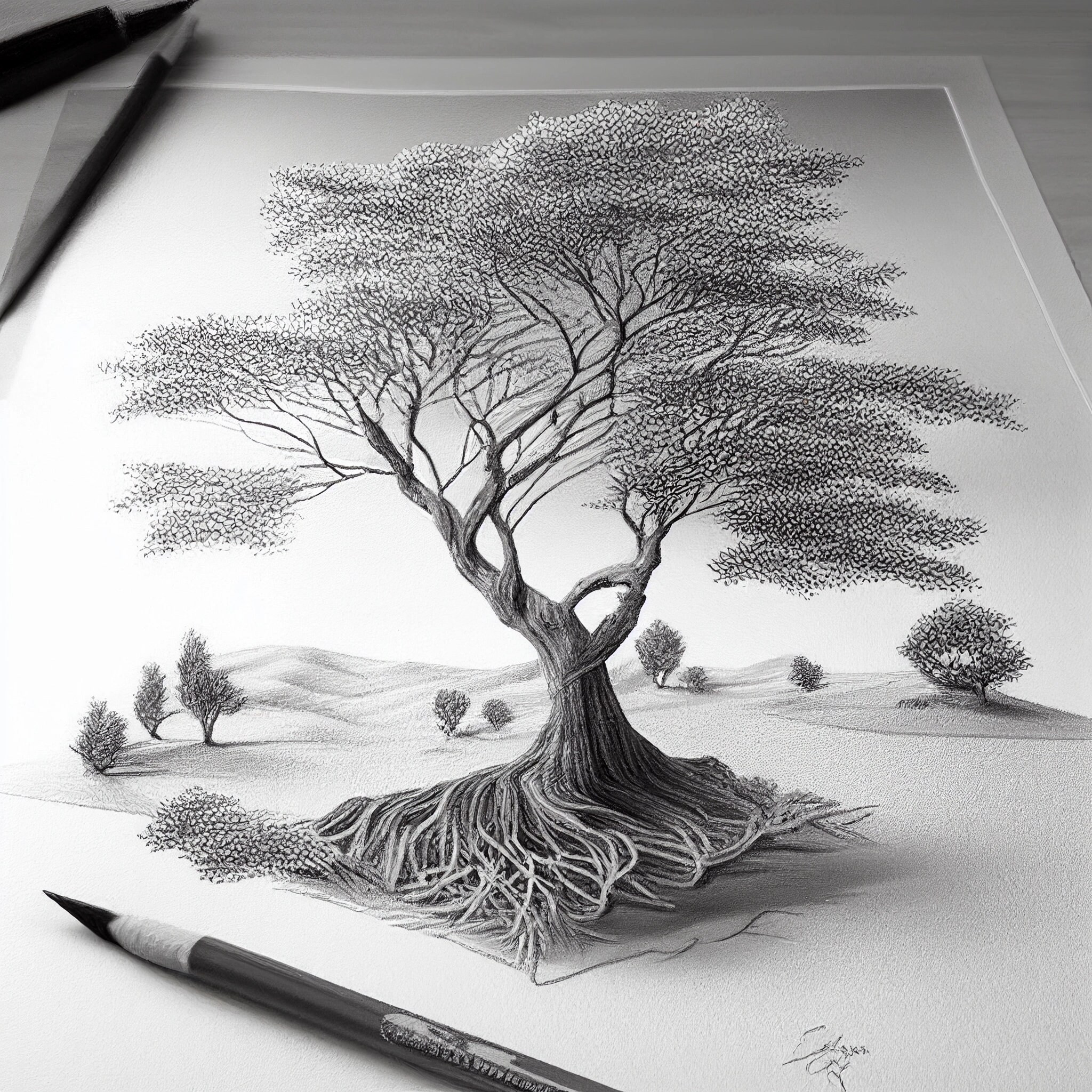 Pencil Art Drawing Of A Tree Etsy Pencil Art Drawing Of A Tree Etsy