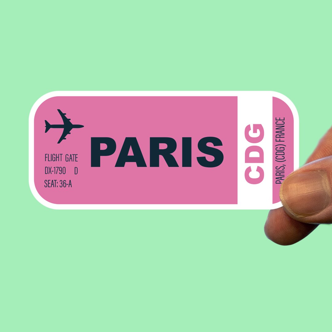 Paris France Plane Ticket Sticker,travel Decal,luggage Label,airport ...