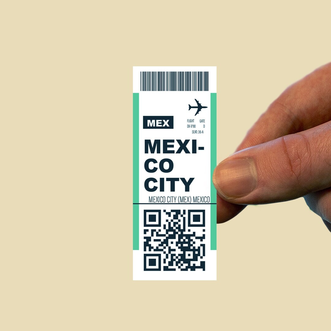 Mexico City Plane Ticket Sticker,travel Sticker,mex Decal,boarding Pass ...