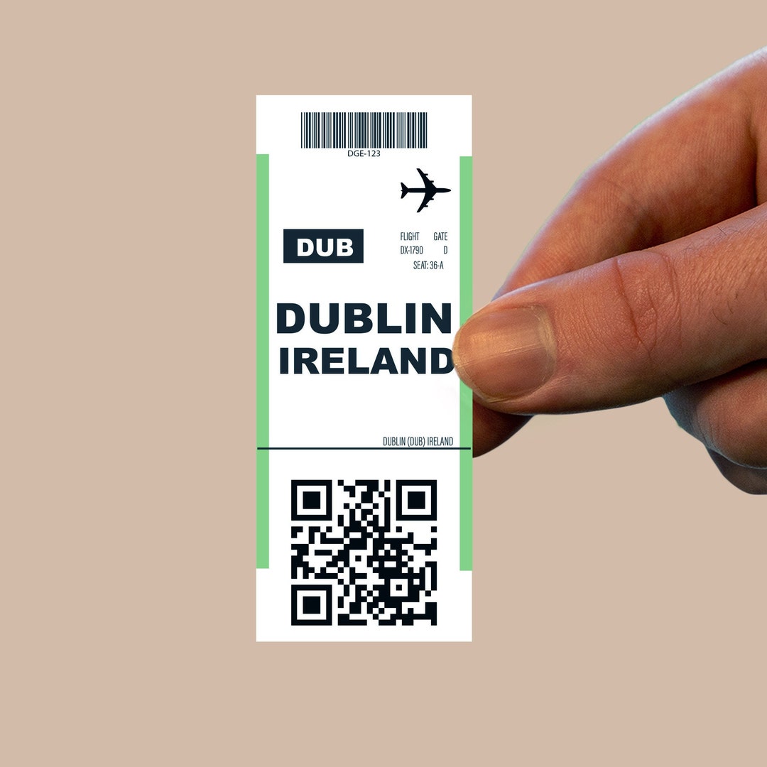 Dublin Ireland Plane Ticket Sticker,travel Sticker,luggage Decal ...