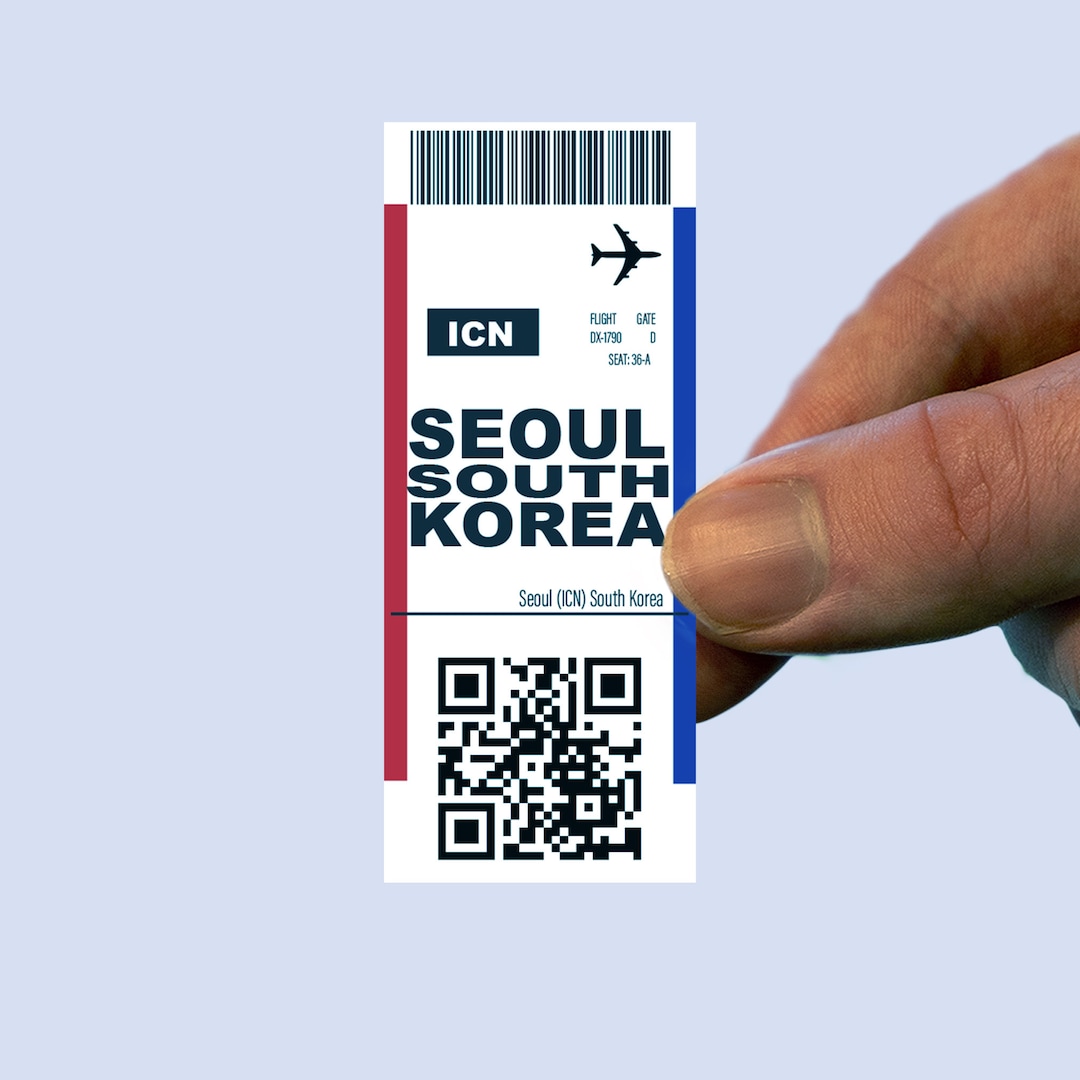 Seoul South Korea Plane Ticket Sticker,travel Sticker,icn Decal ...