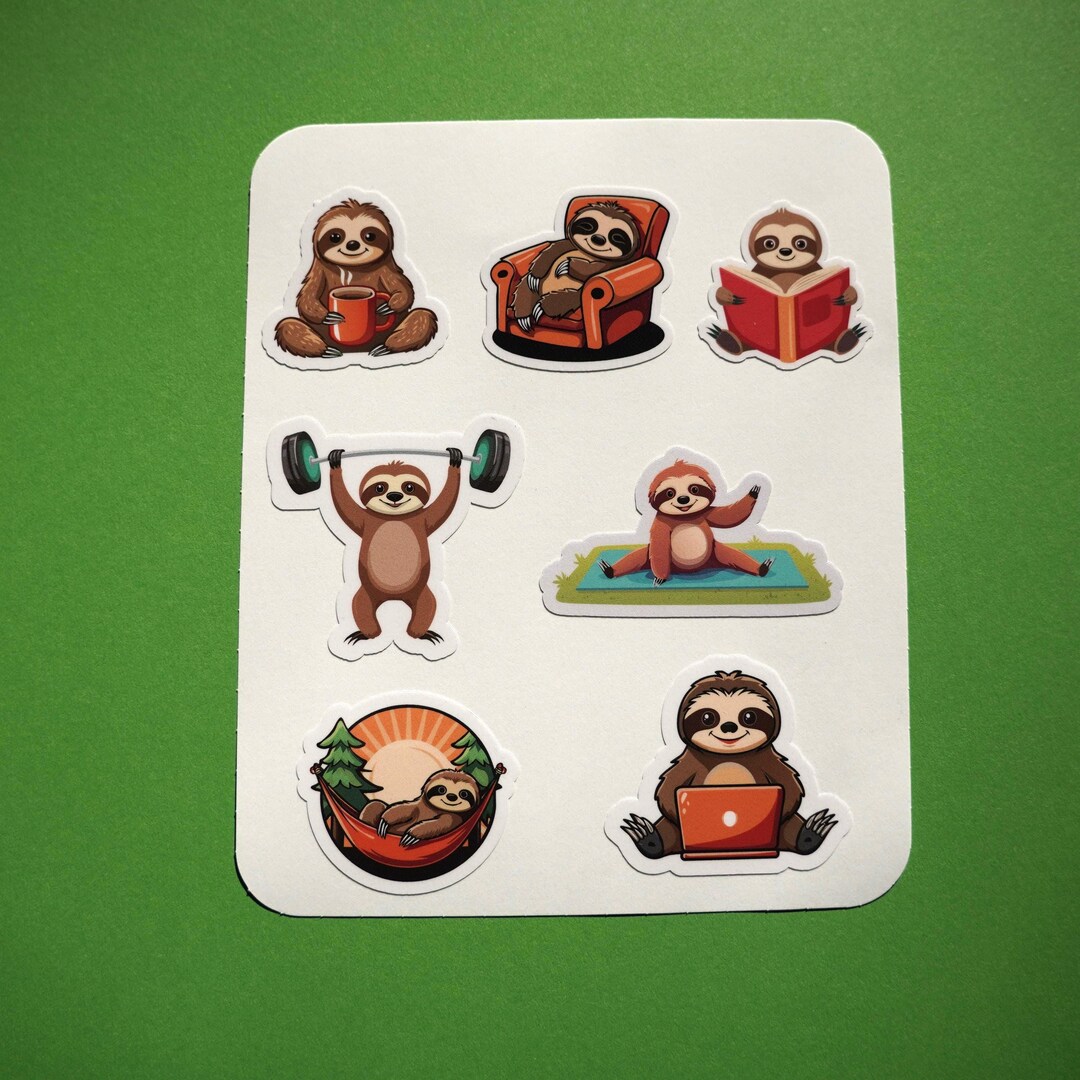 Sloth Sticker Sheet – Funny Sloth Sticker Set | Cute Animal Stickers ...