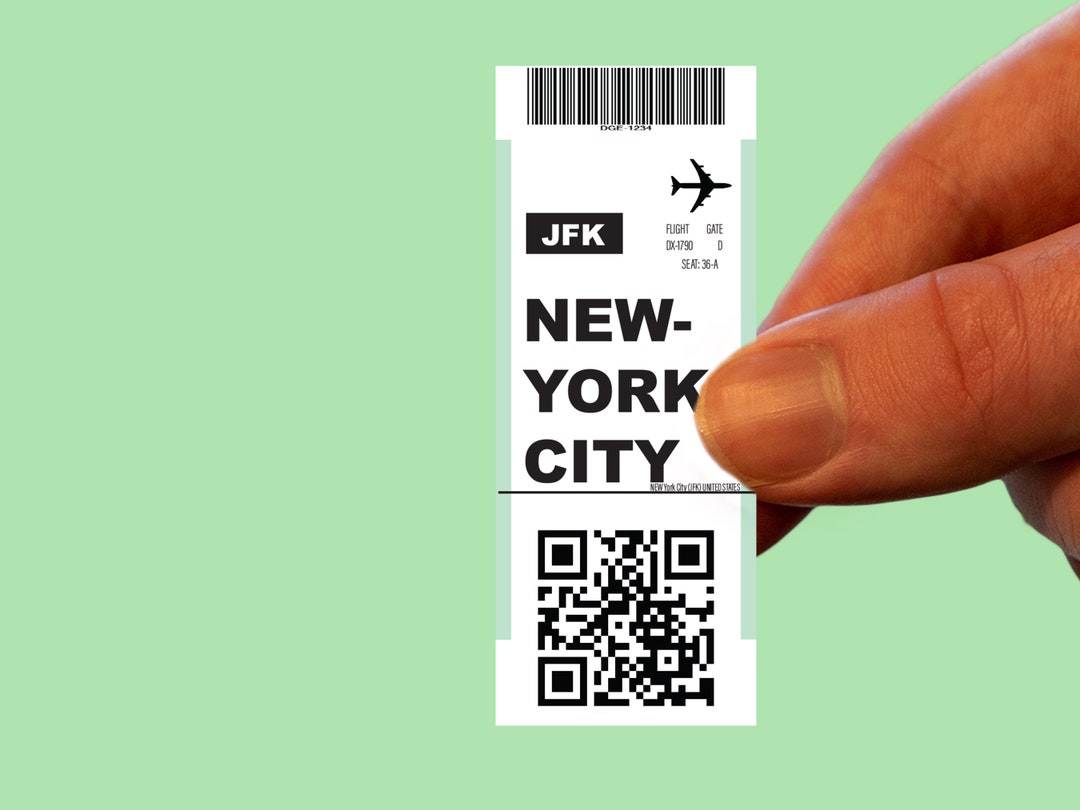 NYC Plane Ticket Sticker,travel Sticker,jfk Decal,boarding Pass,tourism ...