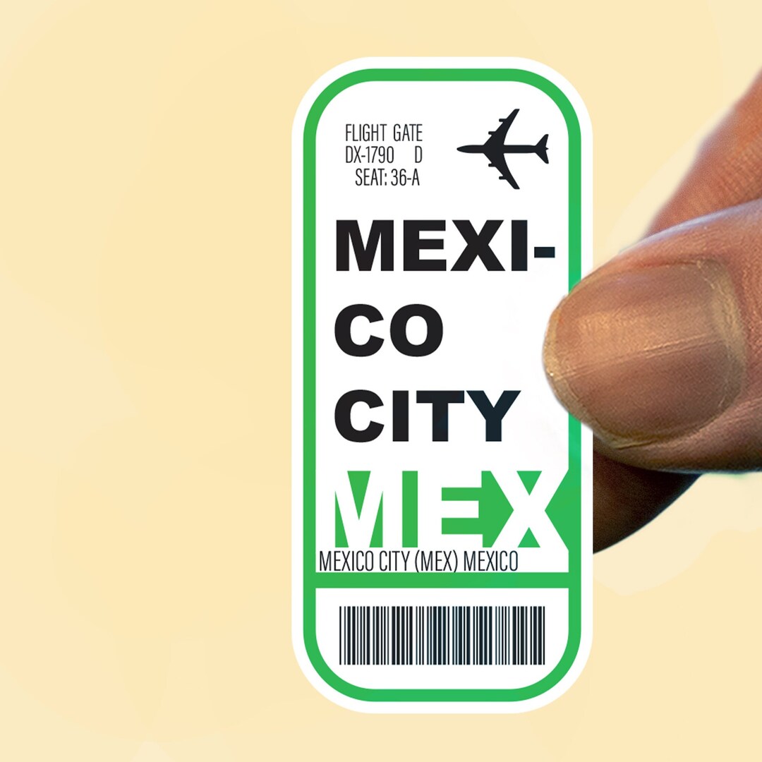 Mexico City Plane Ticket Sticker,travel Sticker,mex Decal,boarding Pass ...