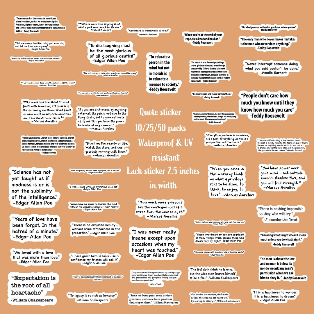 Famous Quotes Stickers in 10/25/50 Packs – Stoic Philosophy ...