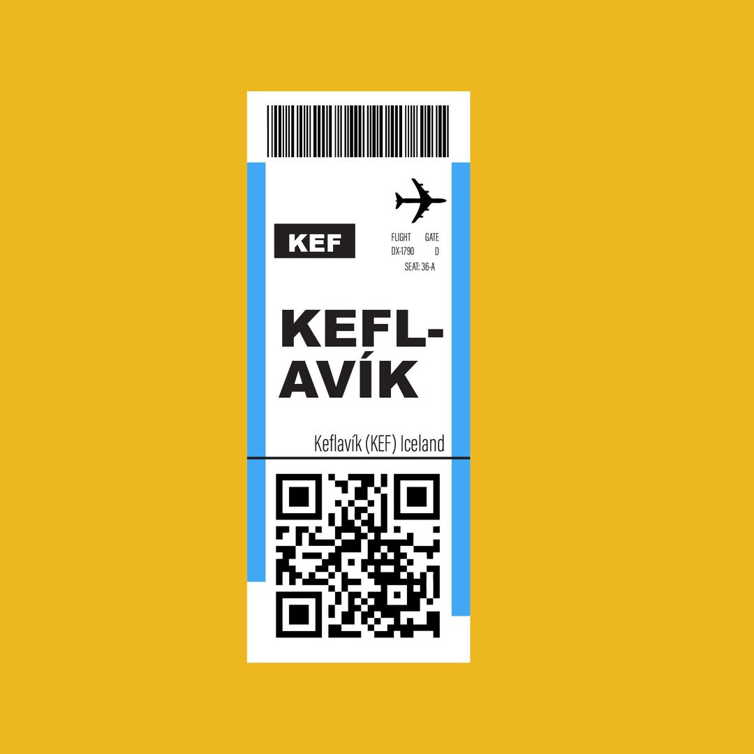 Iceland Plane Ticket Sticker • Travel Boarding Pass Decal • Luggage ...