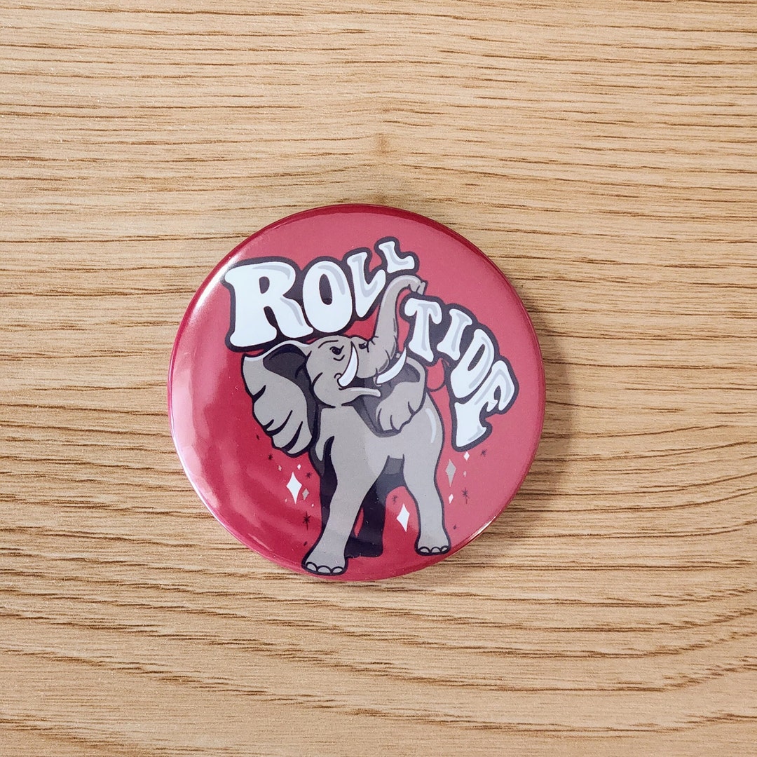 Alabama Roll Tide Button Pin Elephant Crimson Tide Pin - Etsy