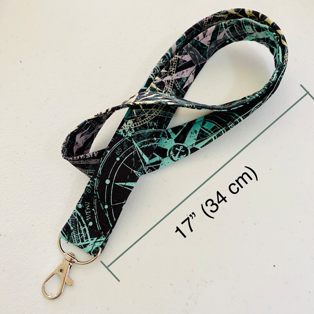 Lanyard ID Holder With Compass Fabric / Lanyard for Keys/ Gifts Idea ...