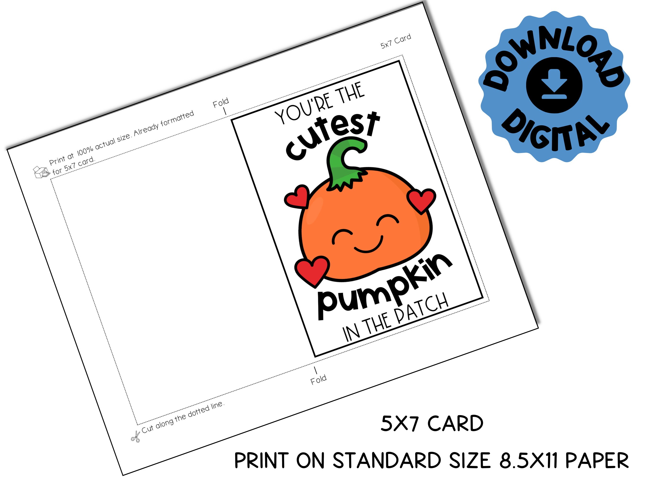 Printable Halloween Card "you're the Cutest Pumpkin in the Patch ...