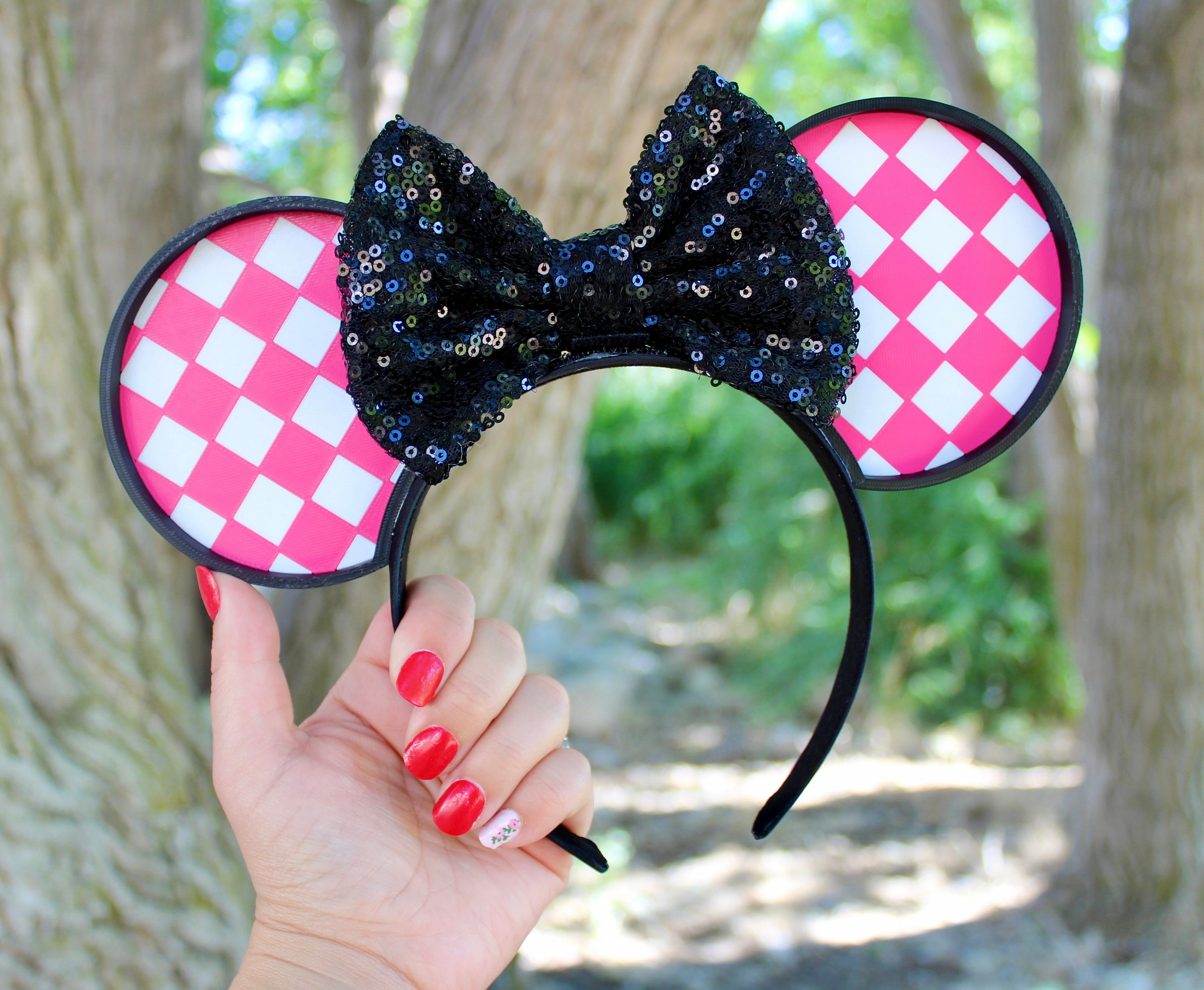 Checkered Cute 3D Printed Mouse Ears available in Many Colors - Etsy