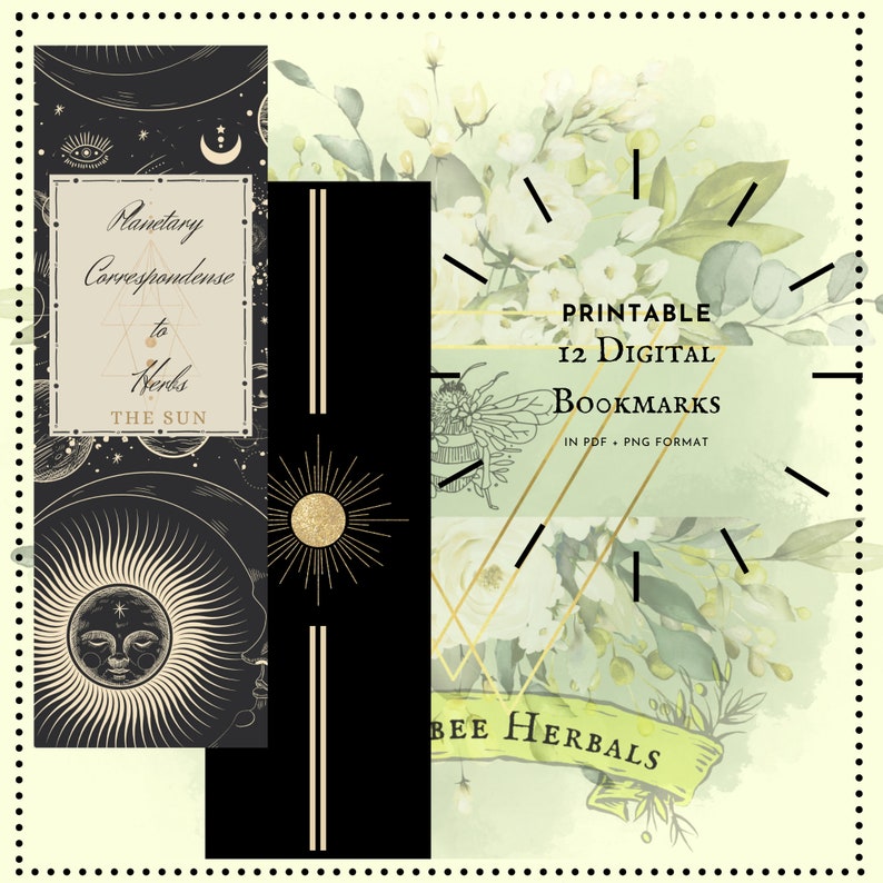 Printable Herbal Bookmarks Celestial Bookmark Set of 12 - Etsy