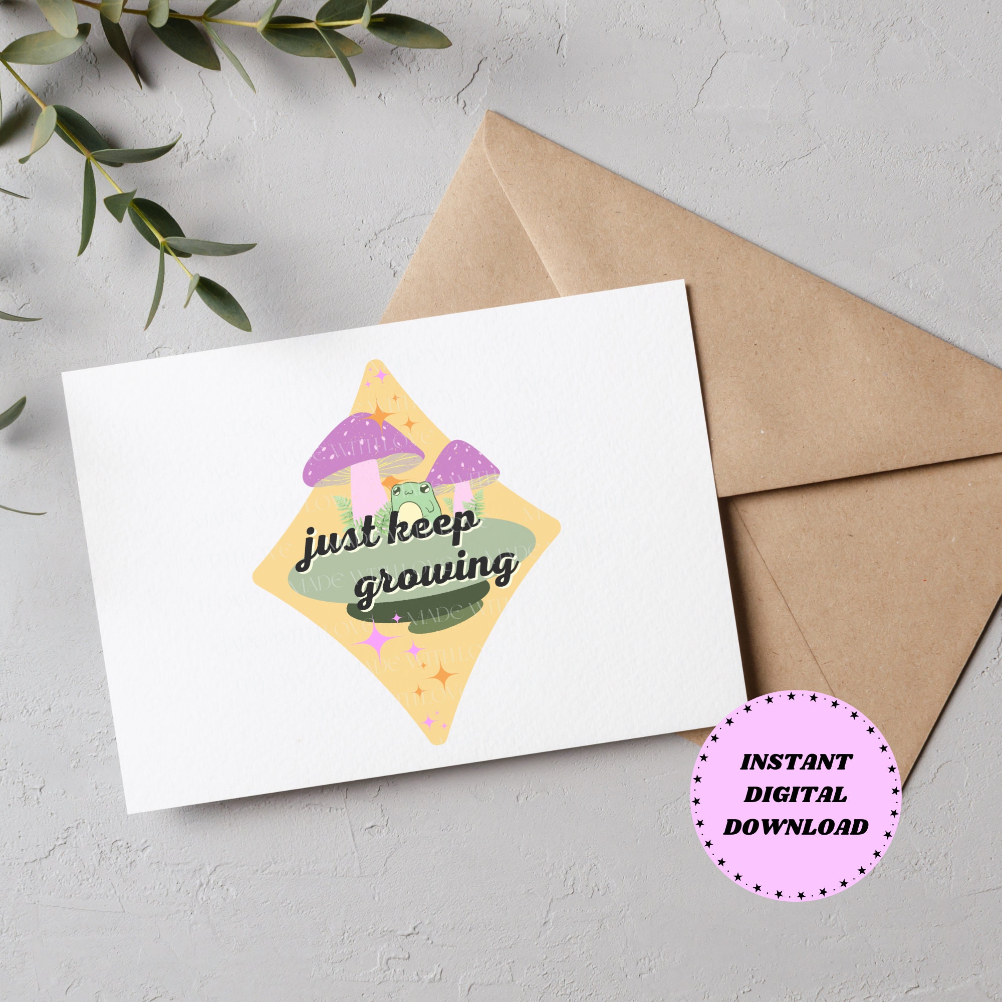 Just Keep Growing Cute Frog Mushroom PNG Sublimation Design Mental ...