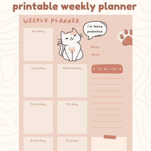 Printable Bear Weekly Planner - Etsy