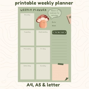 Printable Mushroom Weekly Planner - Etsy