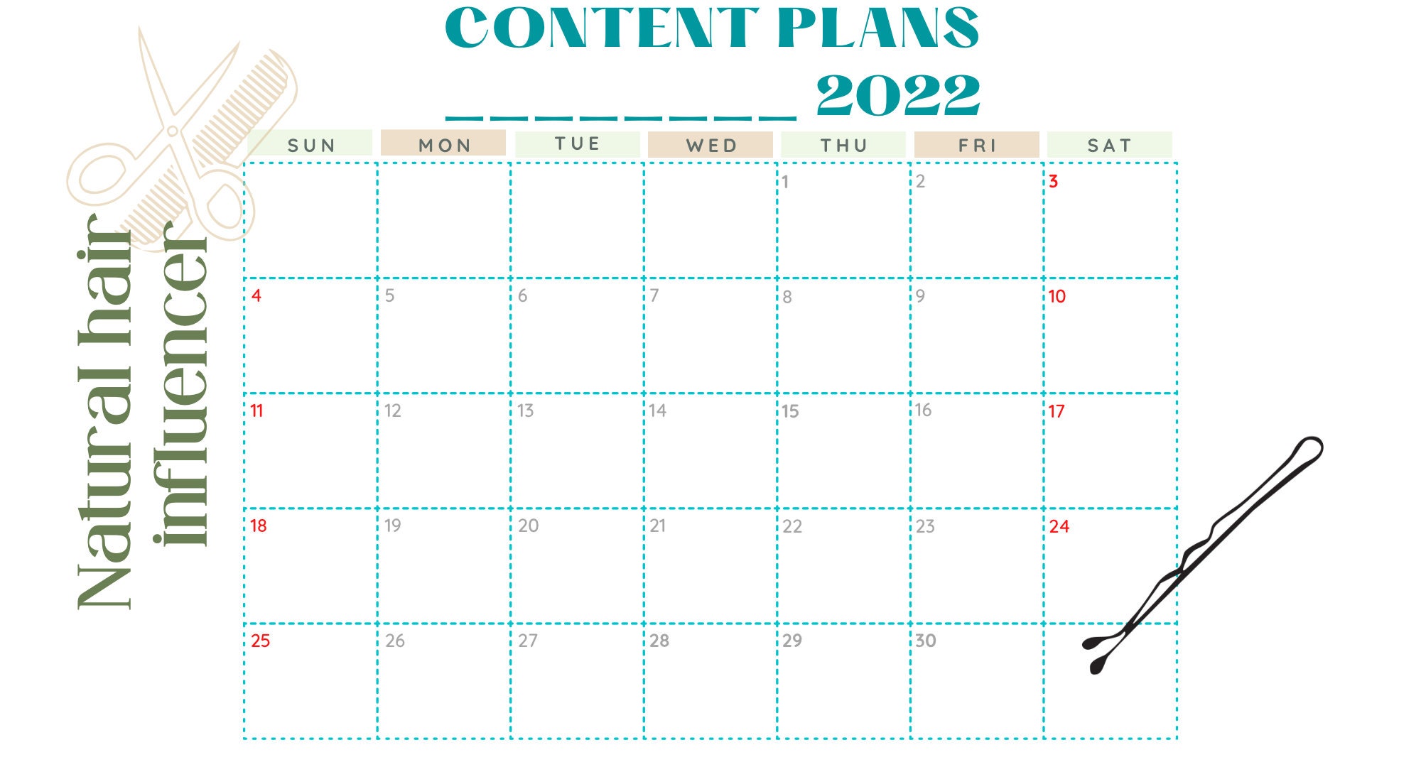 Niche Specific Content Calendar - Etsy