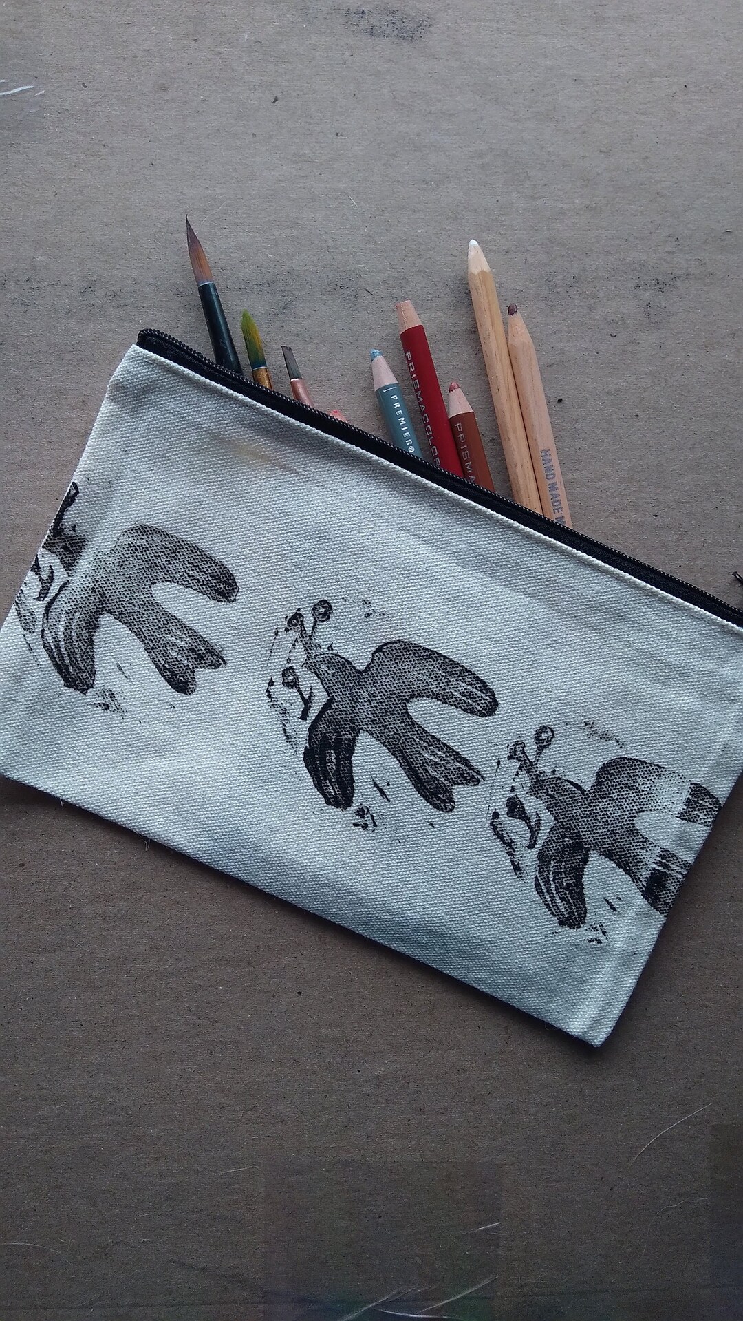 Handprinted Pencil Bag - Etsy
