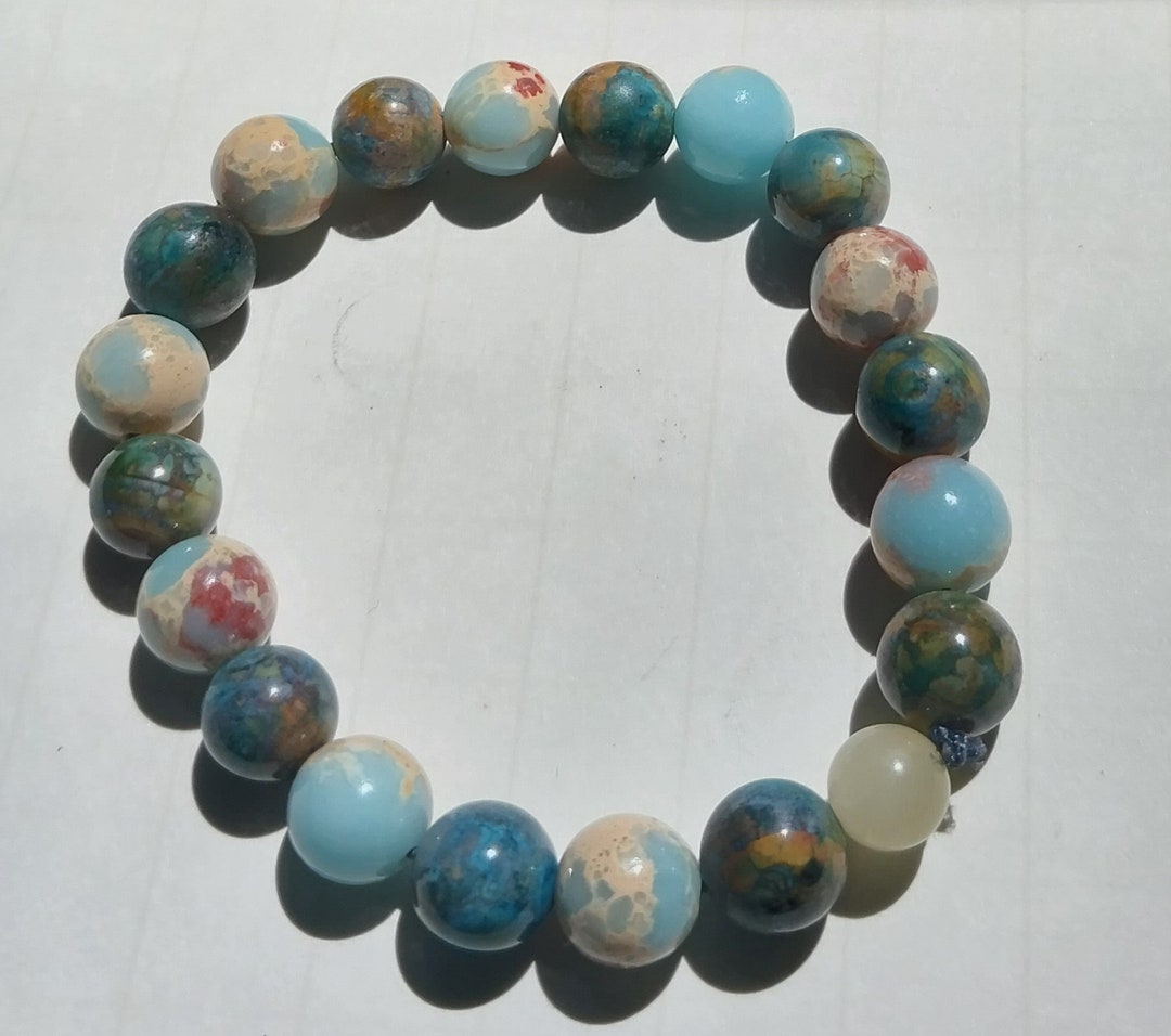 Light Blue Bracelet - 10mm Beads - Etsy