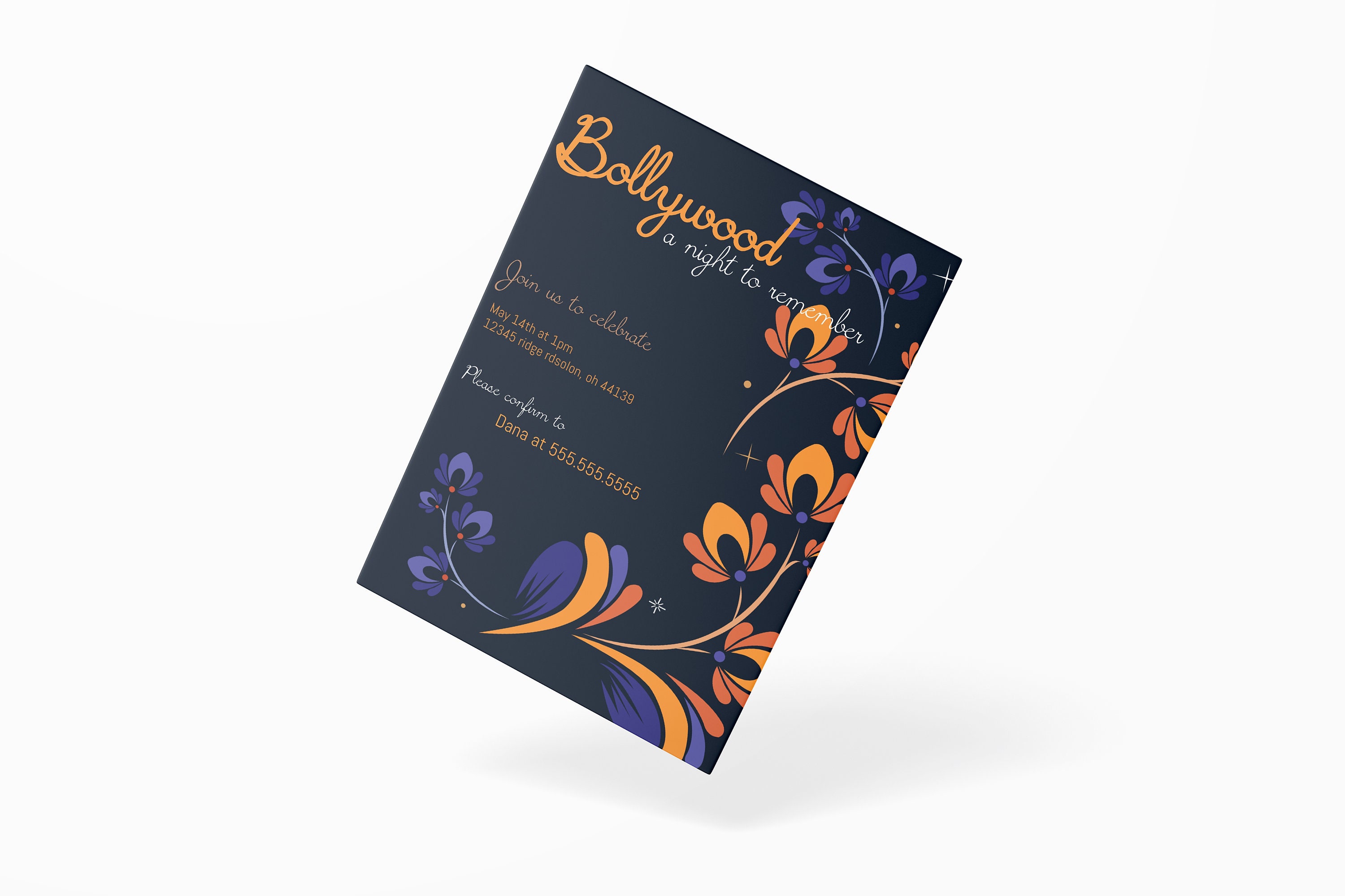 Party Invitations Bollywood Template, Minimalistic Modern, Editable ...