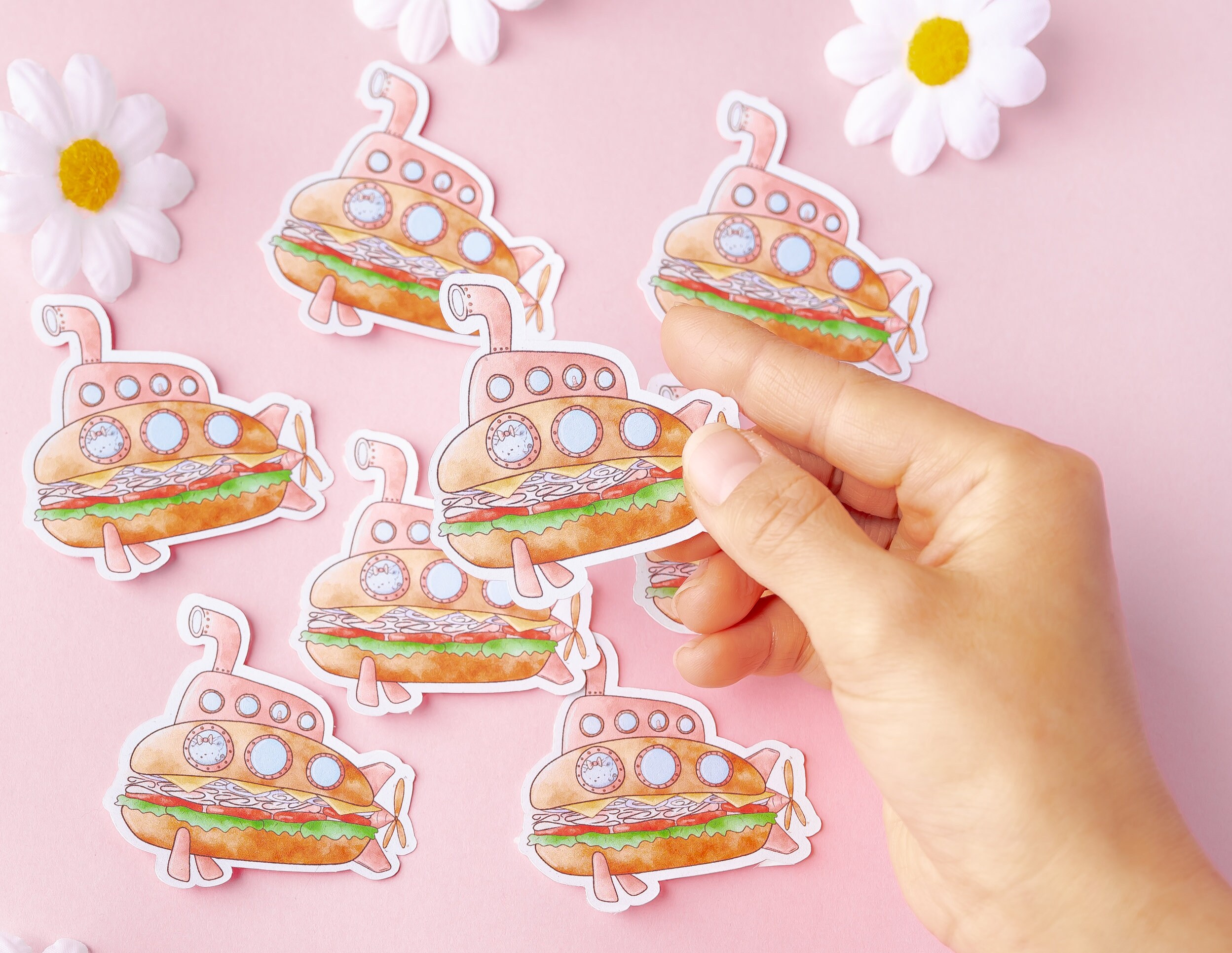 Die - Cut Sandwich Themed Watercolor Stickers - Etsy