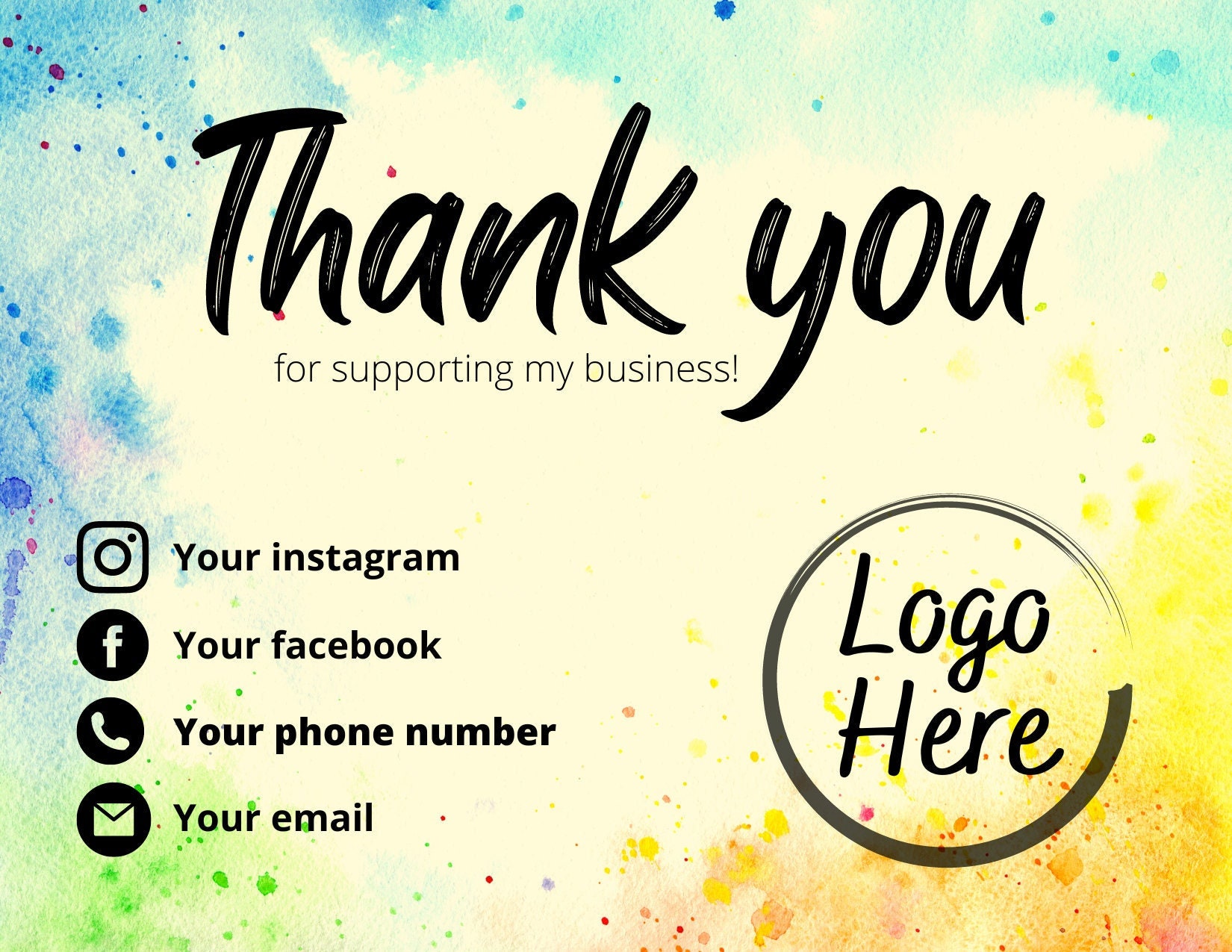 Thank You for Your Order Card (template), Edit With Your Business ...