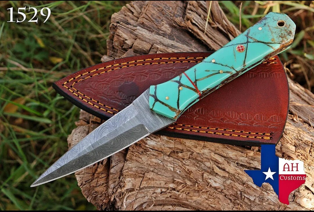 Dagger Throwing Boot Knife Turquoise Resin Handle Gift for Men ...