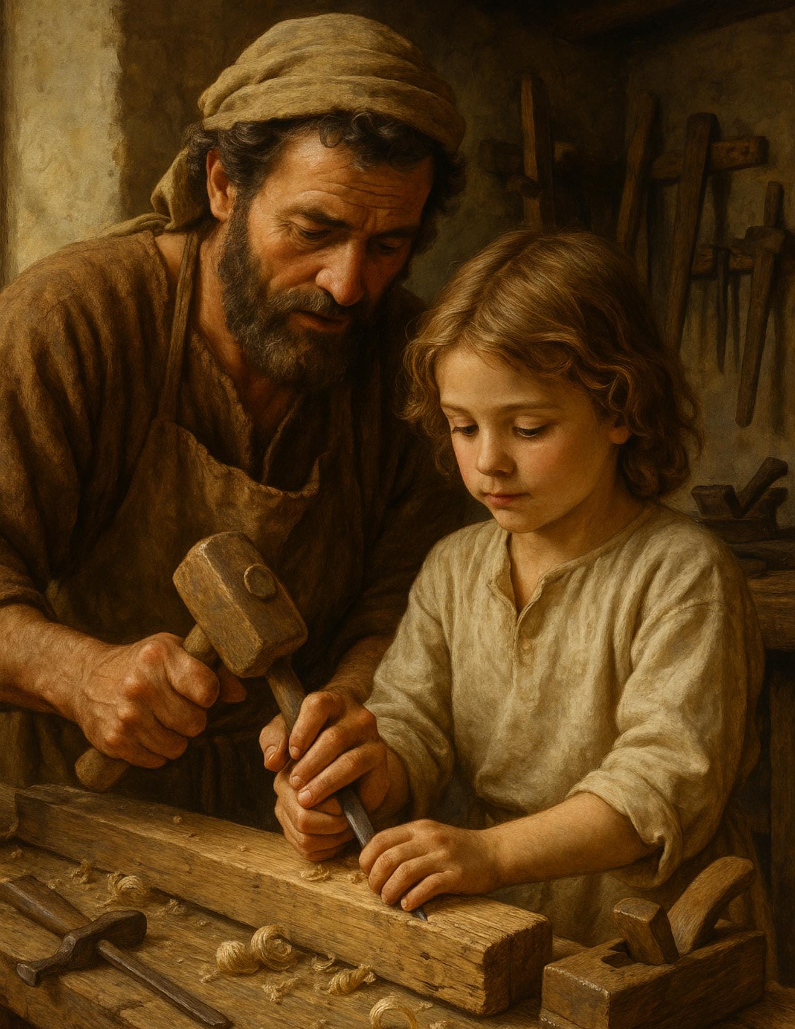 St. Joseph and Child Jesus in Workshop - Father and Son Quality Time ...