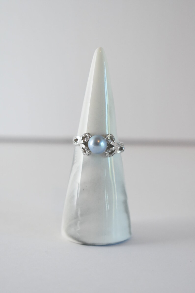 Freshwater Pearl Ring, Cinderella Blue Pearl Silver Plated Size ...