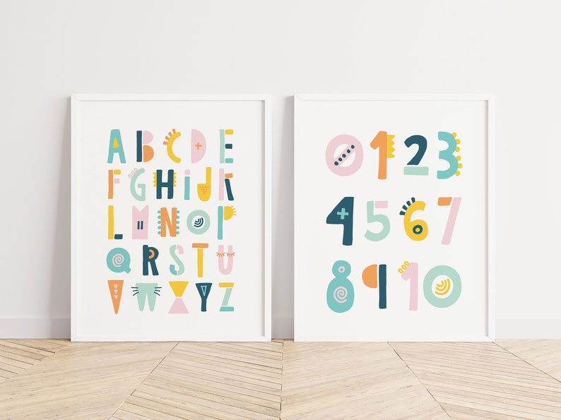 Kids Alphabet and Number Posters, Educational Printables for Children's ...