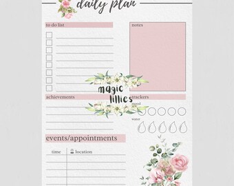 Simple Daily Planner Sheet A4 Size Printable Lavender Floral Theme - Etsy
