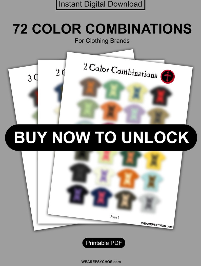72 Color Combinations for Clothing Brands - Etsy