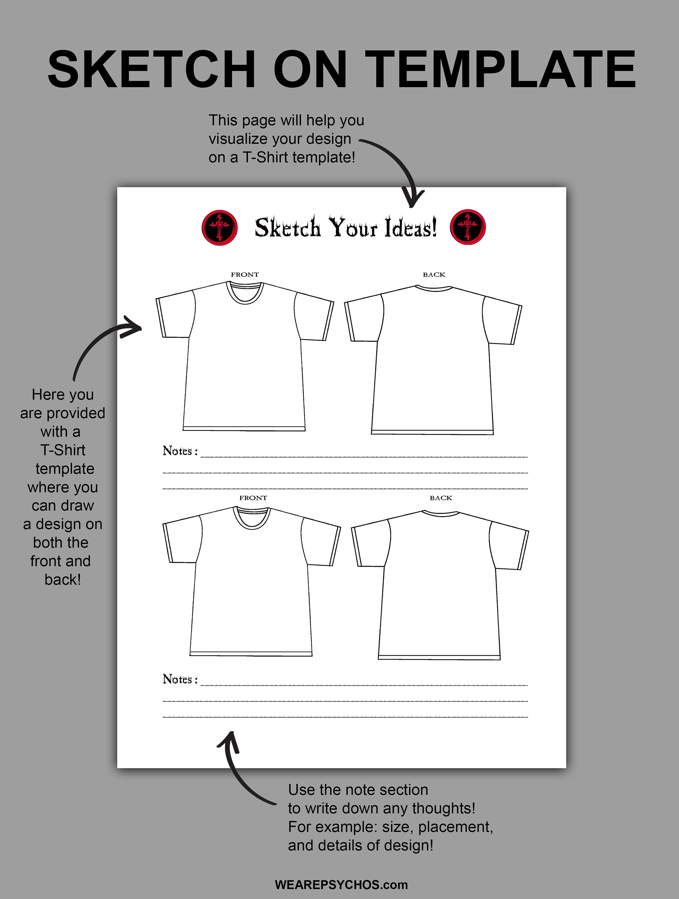 Clothing Brand Design Planner T-shirt Template Sketch Your - Etsy