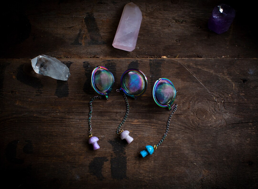 Rainbow Crystal Tea Infuser With Cute Mushroom | Loose Leaf Tea ...