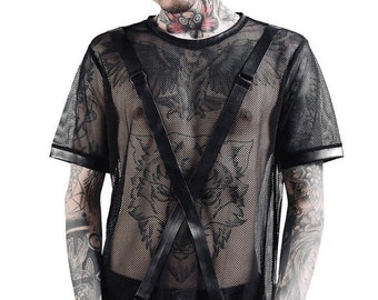 Rockstar Fishnet Mesh Shirt, Men's Fishnet T Shirt See Through Mesh ...